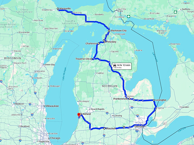 scenic perfect michigan towns map