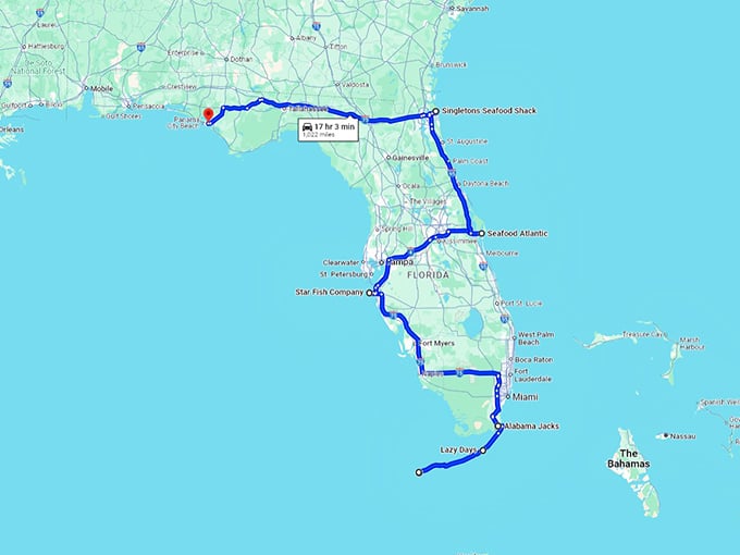 seafood trip shacks florida map