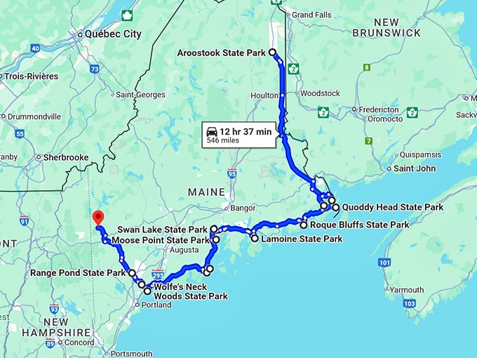 secret state parks maine map