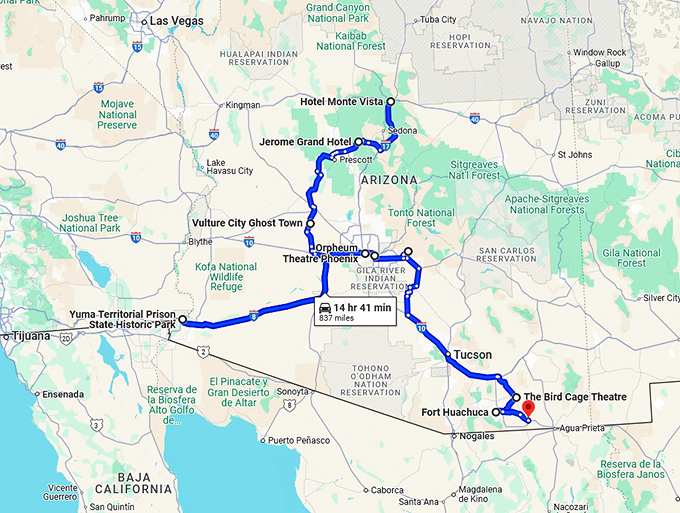 spine chilling spots arizona map