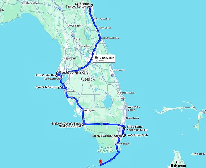 stone crab trip florida map