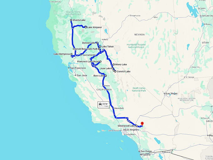 stunning california lakes map