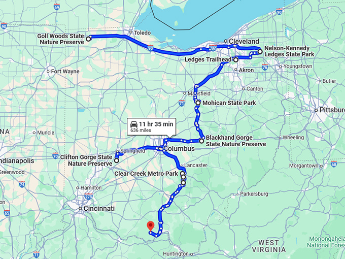 stunning ohio state parks map