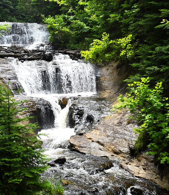 stunning waterfall michigan postcard ftr
