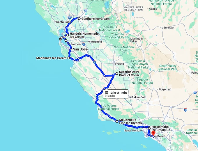 sweet tooth california trip map