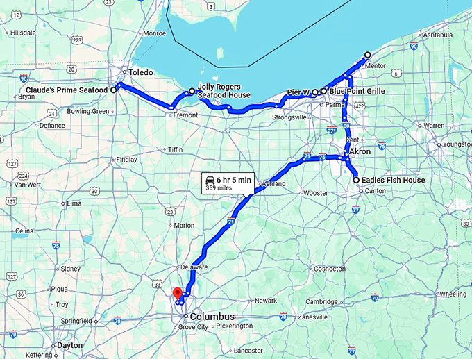 tasty ohio seafood restaurants map