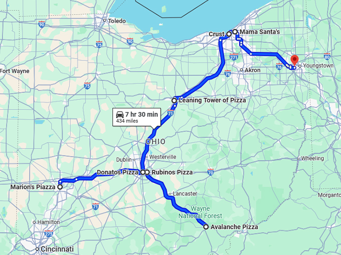 tasty pizza joints ohio map