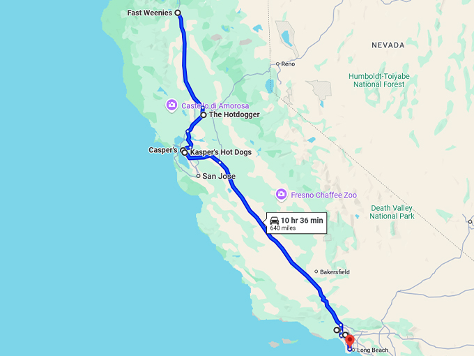 tasty road trip california map