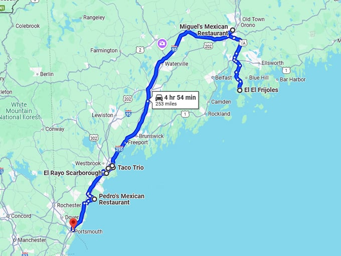 tasty road trip maine map