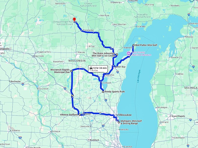 thrilling mini golf wisconsin map