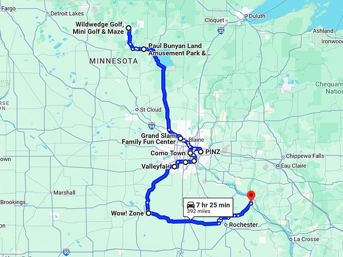 thrilling minnesota trip map