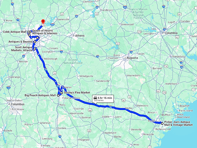 treasure hunter trip georgia map