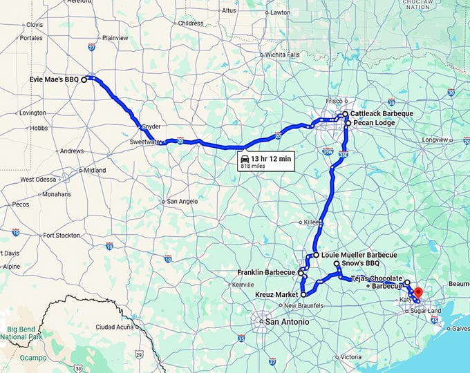 trip bbq joints texas map