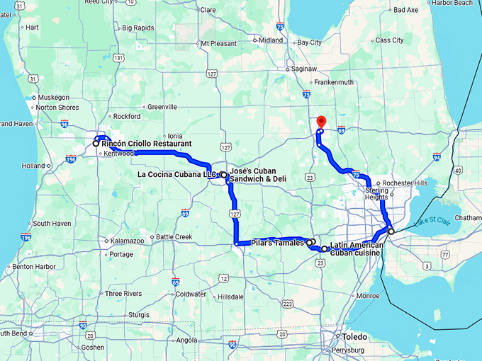 trip cuban restaurants michigan map