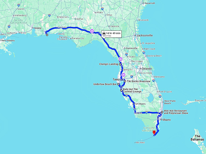 tropical themed florida bars map