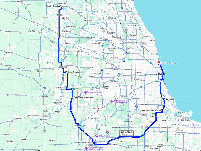 unassuming donut shops illinois map