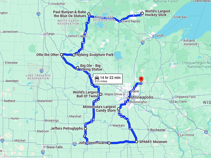 unbelievable attractions minnesota map