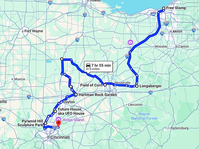 unbelievable attractions ohio map