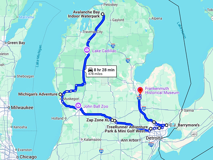 unforgettable amusement parks michigan map