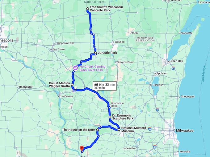 unforgettable attractions wisconsin map