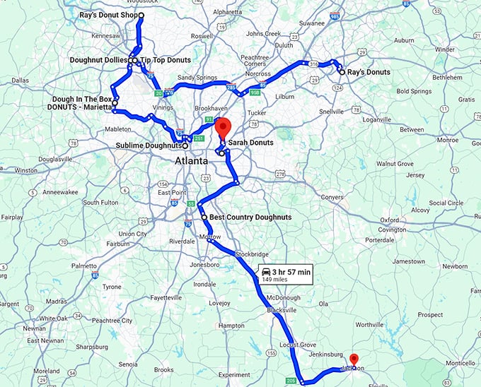 unforgettable donut shops georgia map