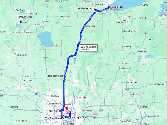 unforgettable retro diners minnesota map