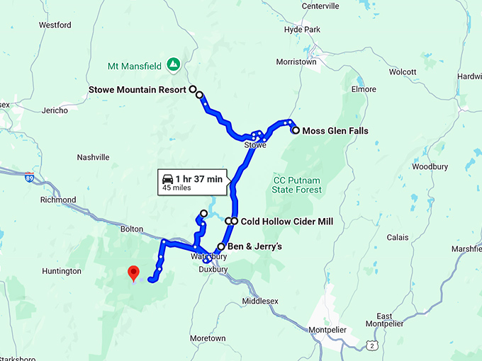 vermont stunning road trip map