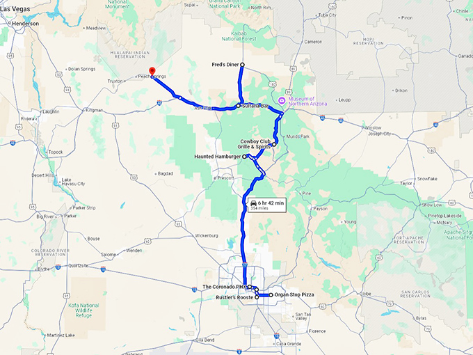 wacky restaurants trip arizona map