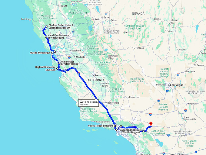 weird wonderful trip california map