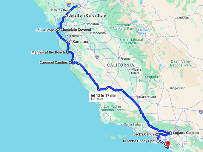willy wonka trip california map