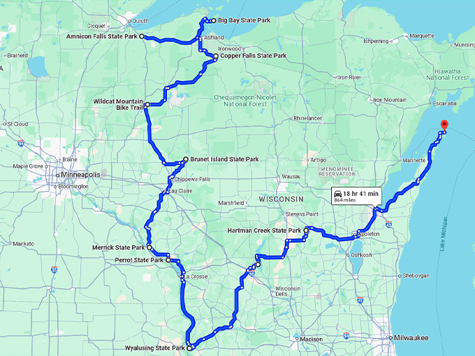wisconsin underrated state parks map