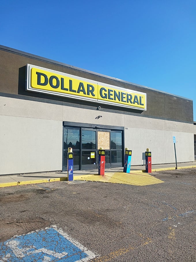 Welcome to bargain paradise! This unassuming exterior hides a treasure trove of deals that would make even the most frugal shopper's heart skip a beat.