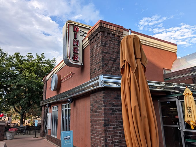 Step into a time machine disguised as a diner! This retro facade promises comfort food and a hefty dose of nostalgia.