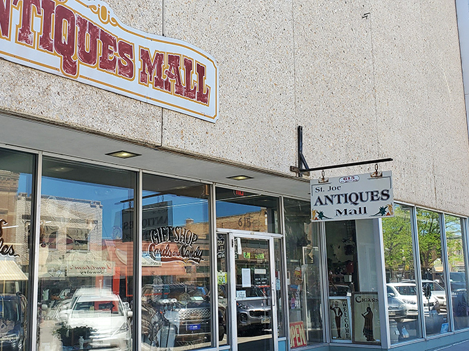 "Step into yesterday!" This vintage storefront isn't just an entrance; it's a time portal promising adventures in nostalgia and unexpected treasures.