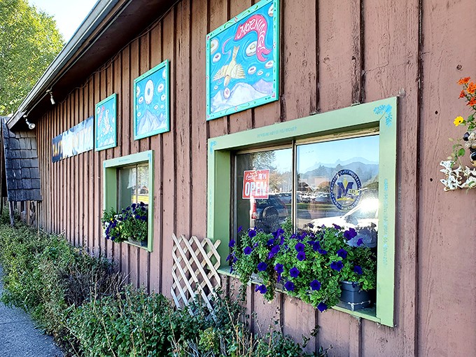 Welcome to donut paradise! This charming wooden exterior hides a world of sugary delights that would make Willy Wonka jealous.