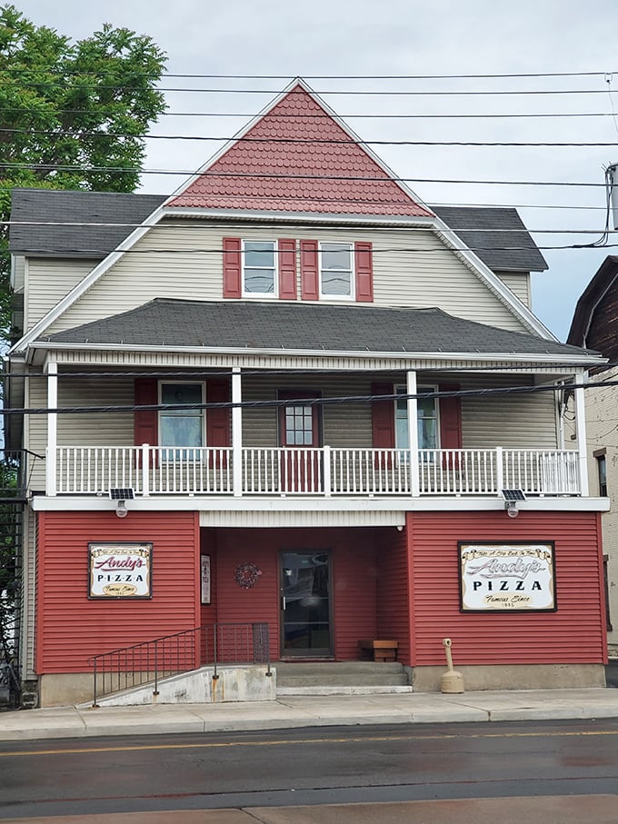 A slice of Americana with a side of pizza! Andy's Pizza's charming exterior promises a feast for both the eyes and the taste buds.