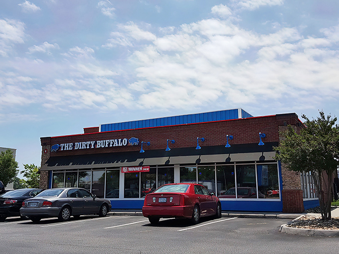 The stone and brick exterior with that iconic blue buffalo sign isn't just a restaurant front&mdash;it's a beacon of hope for the wing-deprived masses of Norfolk.