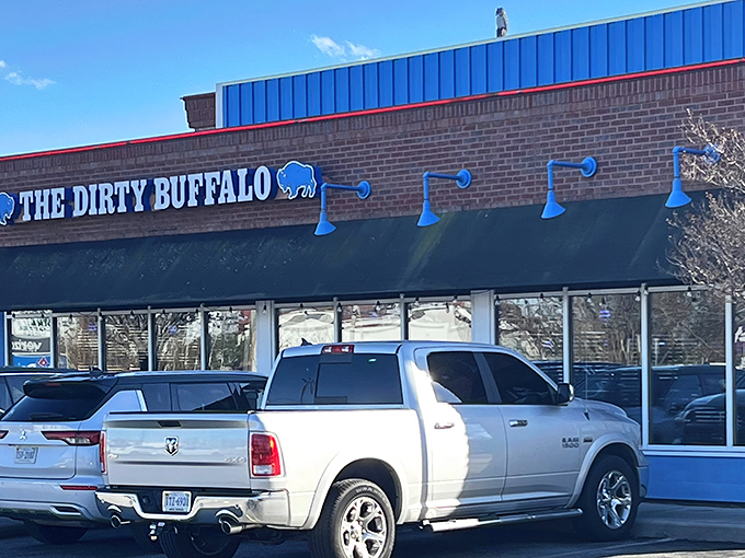 The stone and brick exterior with that iconic blue buffalo sign isn't just a restaurant front&mdash;it's a beacon of hope for the wing-deprived masses of Norfolk.