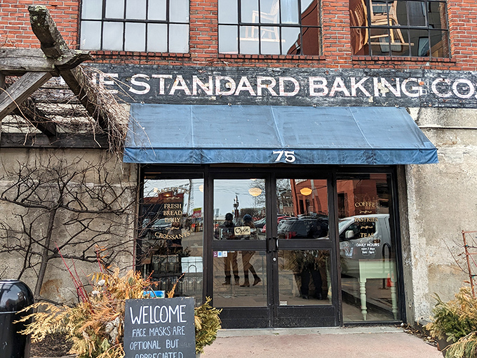 Brick, blue, and utterly delicious! Standard Baking Co.'s exterior promises a carb-lover's paradise within. Face masks optional, but drooling is inevitable.