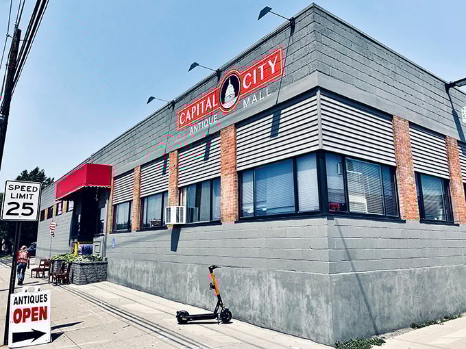 Welcome to the time machine! Capital City Antique Mall's exterior promises a journey through decades, all under one roof.