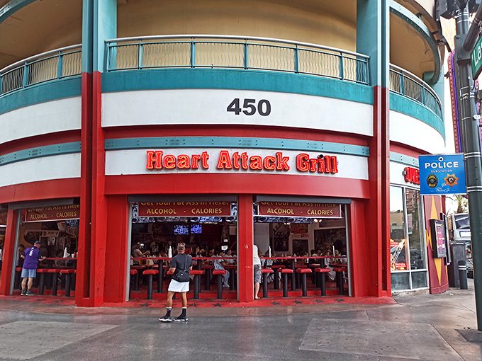 Welcome to cardiac cuisine central! The Heart Attack Grill's exterior is as bold as its menu, daring you to step inside and embrace the delicious danger.