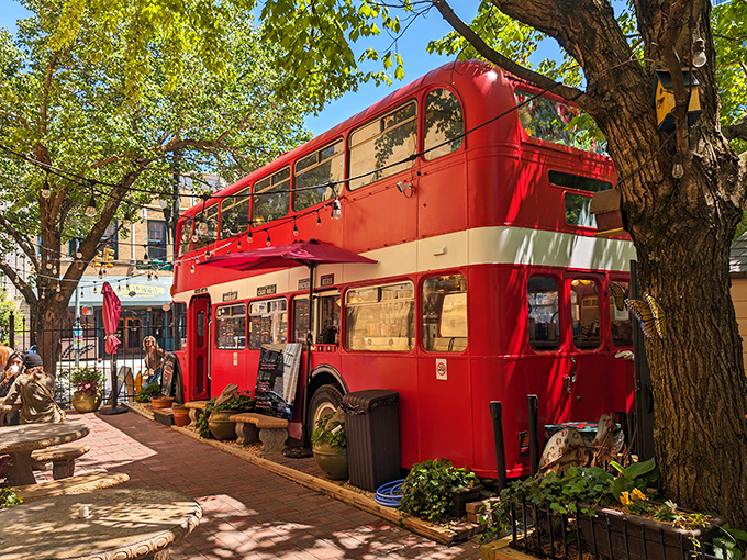 A slice of London in the heart of Asheville! This cherry-red double-decker bus serves up more than just a visual treat. 