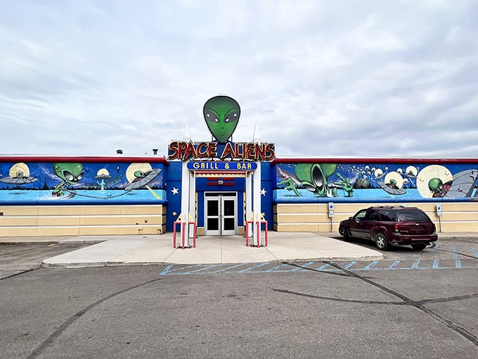 Beam me up, Scotty! This cosmic facade is your portal to a dining adventure that's truly out of this world.