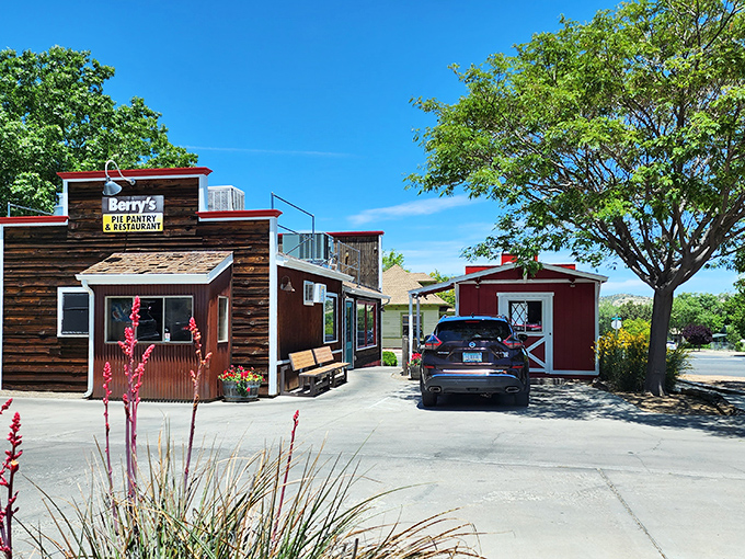 A rustic wooden facade that screams "Grandma's secret pie hideout." Berry's Pie Pantry looks like it was plucked straight from a Norman Rockwell painting.