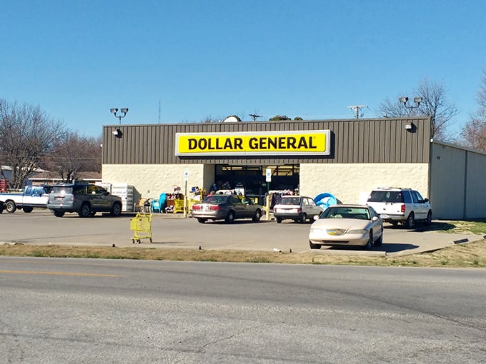 Welcome to the yellow brick road of bargains! This unassuming facade hides a wonderland of wallet-friendly treasures waiting to be discovered.