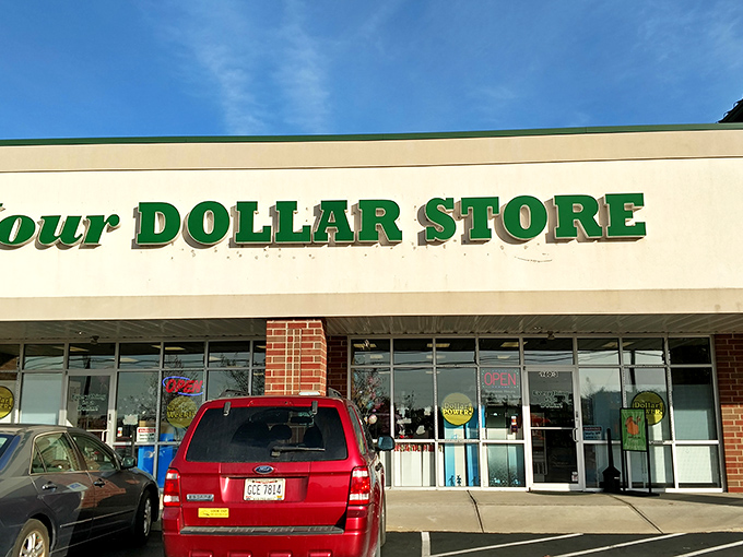 The unassuming storefront belies the treasure trove within. Like finding a secret portal to bargain heaven in Cincinnati's retail landscape.