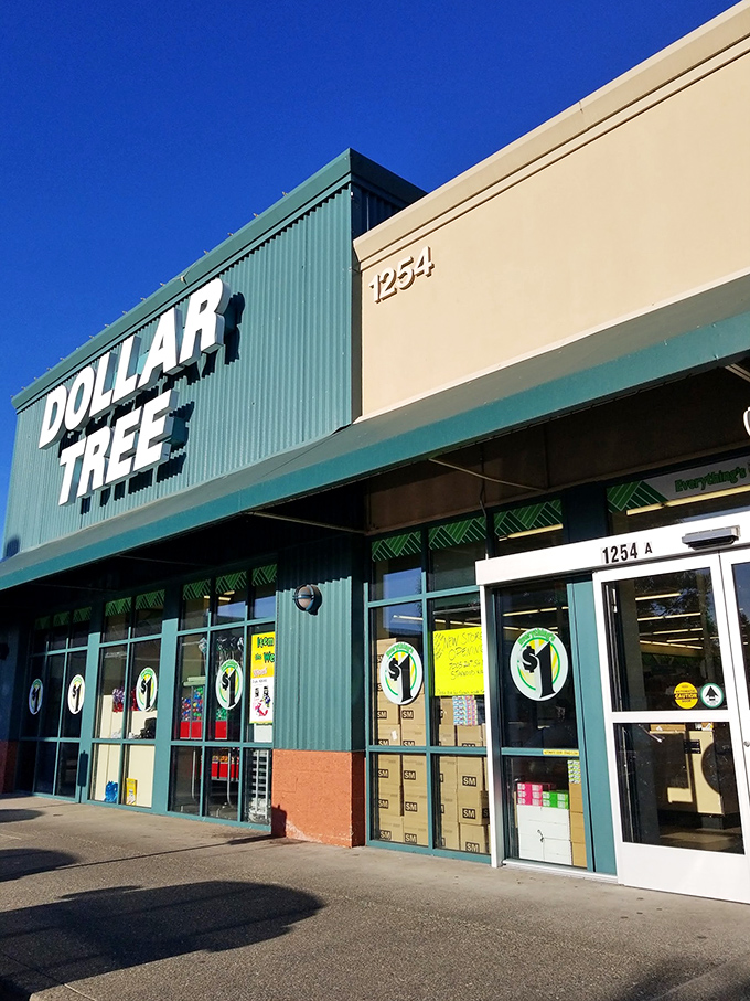 Welcome to the Emerald City of savings! This Dollar Tree's facade promises a treasure trove of bargains that would make even Scrooge McDuck do a double-take.
