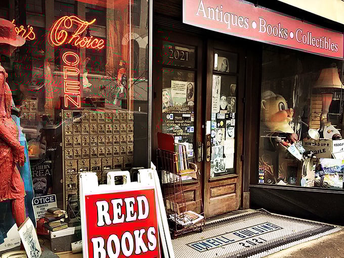 Step right up to the literary carnival! This storefront is like a book lover's funhouse mirror, reflecting a world of wonders waiting inside.