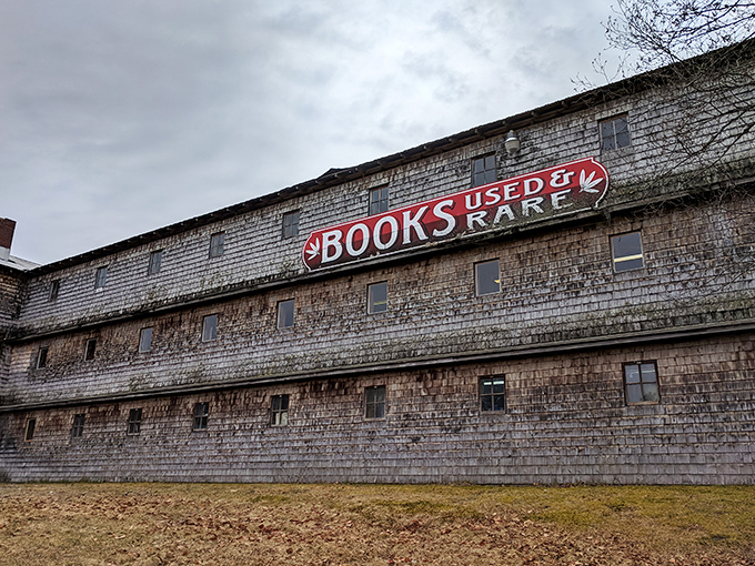 Who needs a time machine when you've got this literary fortress? The Big Chicken Barn's weathered exterior promises a treasure trove of stories waiting to be discovered.