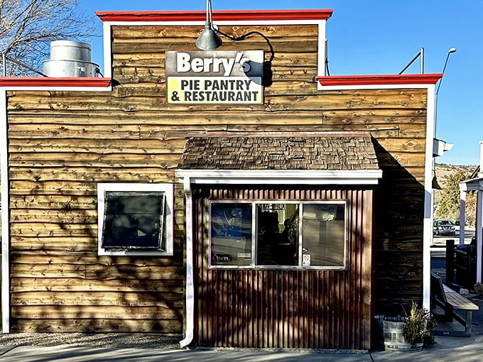 A rustic wooden facade that screams "Grandma's secret pie hideout." Berry's Pie Pantry looks like it was plucked straight from a Norman Rockwell painting.